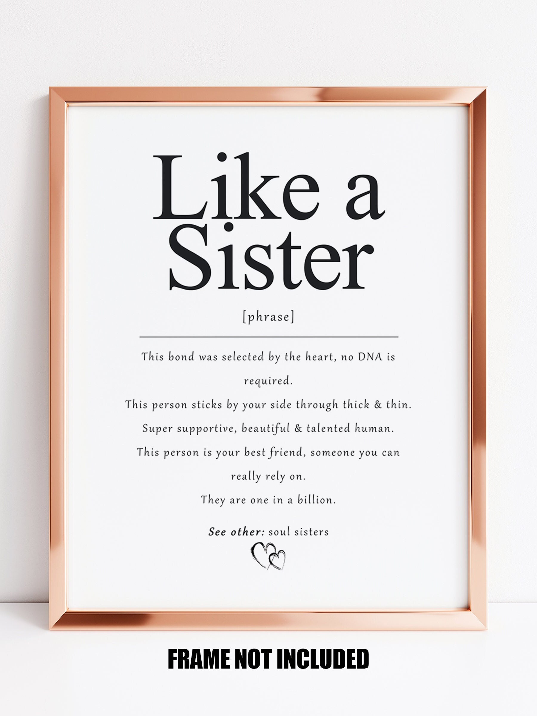 Like a Sister Definition Card or Art Print, Gift for Best Friend, Gift ...
