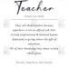 Teacher Definition Card, Thank You Teacher Card, Teacher Leaving Card ...