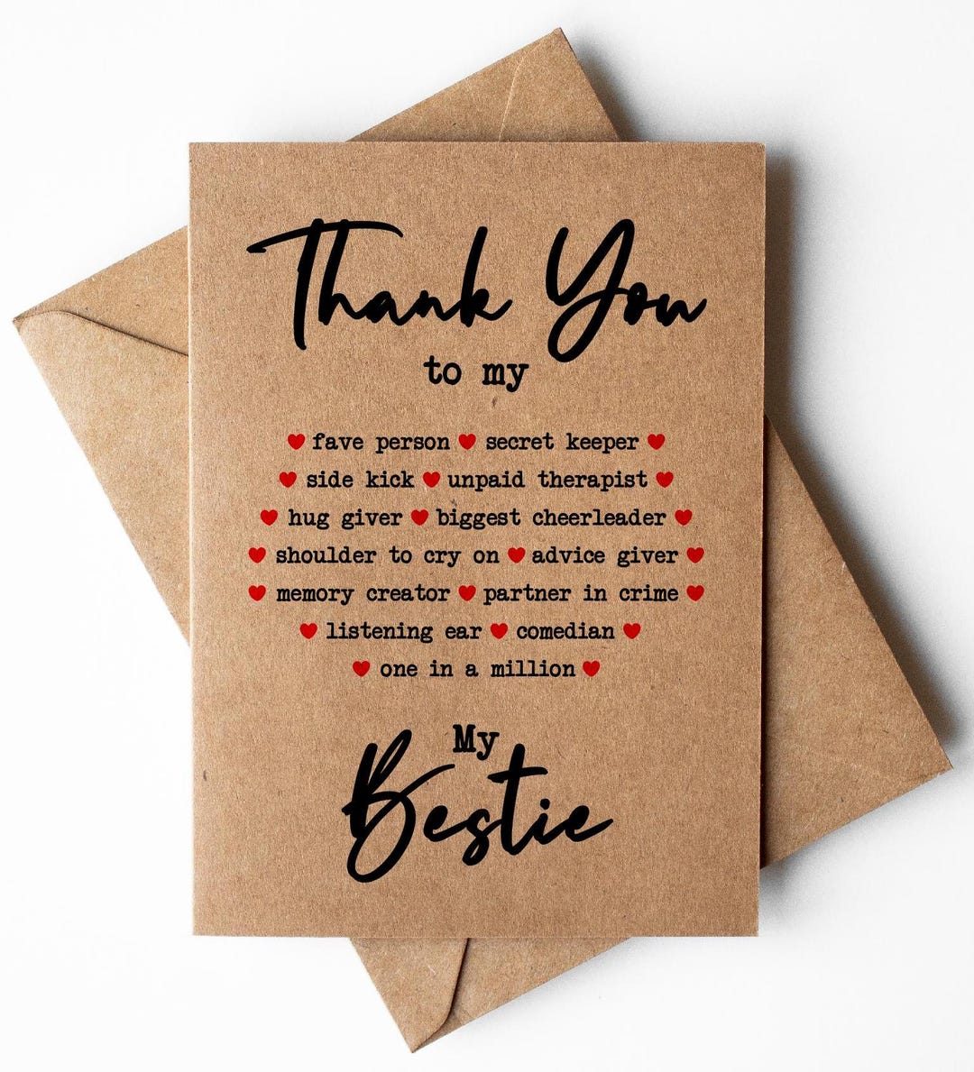 Thank You Bestie Card, Thank You Bff Card, Thank You Best Friend Card ...
