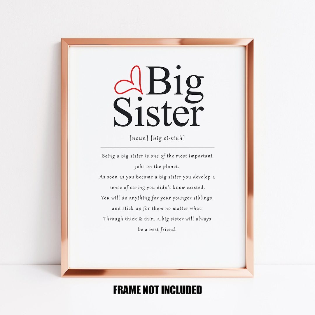 Big Sister Definition Art Print, Big Sister Gift, Big Sister ...