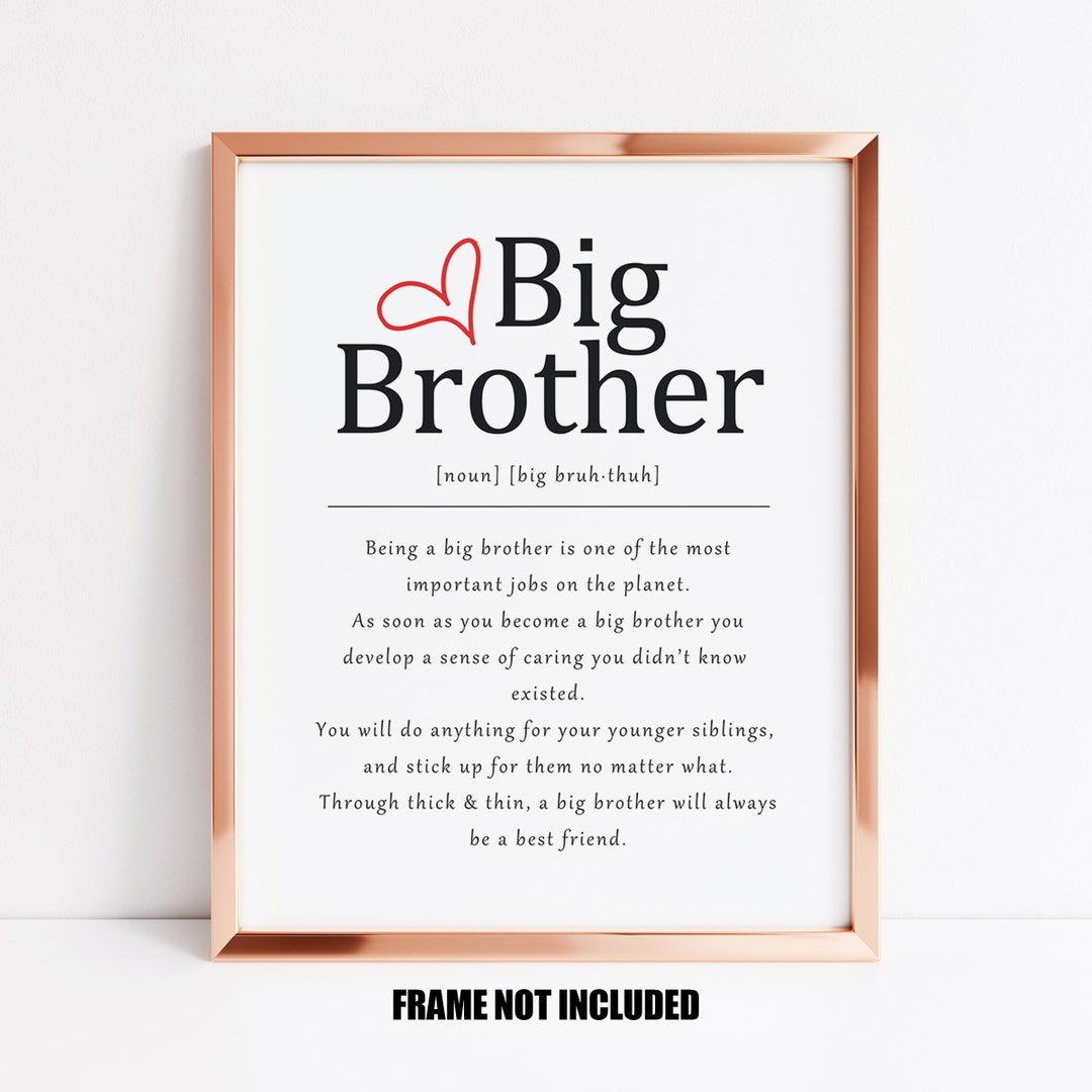 Big Brother Definition Art Print, Gift for Big Brother, Appreciation ...