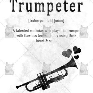 Trumpeter Definition Card, Keepsake Card for Trumpet Player, Card for ...