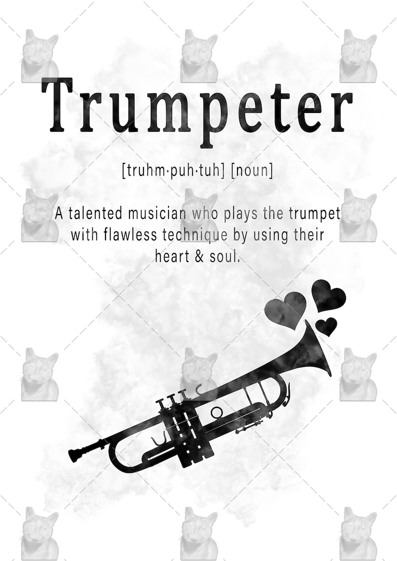 Trumpeter Definition Card, Keepsake Card for Trumpet Player, Card for ...