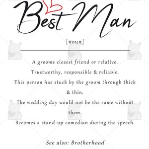 Best Man Definition Card, Thank You Best Man Gift, Best Man Proposal ...