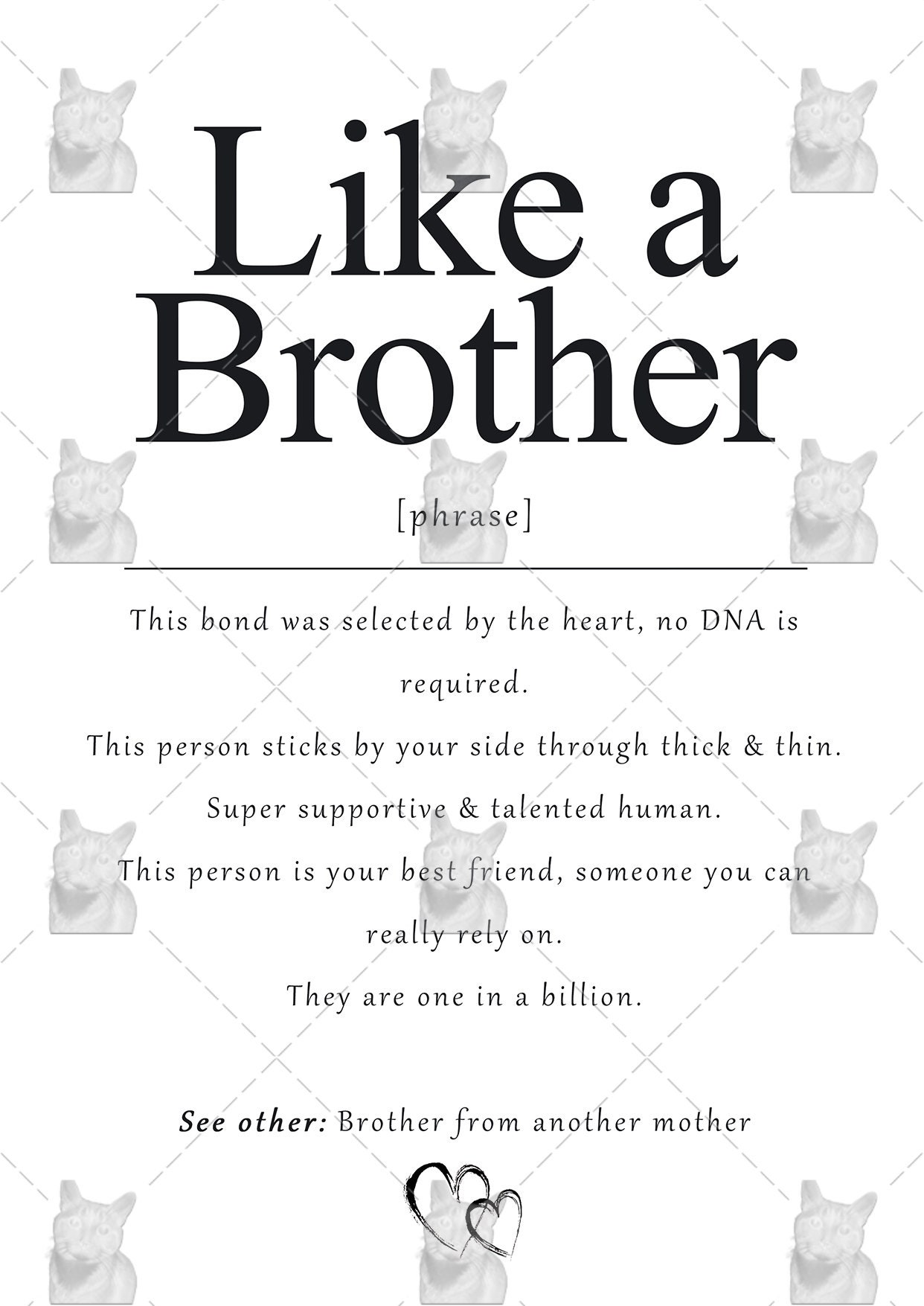 Like a Brother Definition Art Print, Like a Brother Gift, Brother From ...