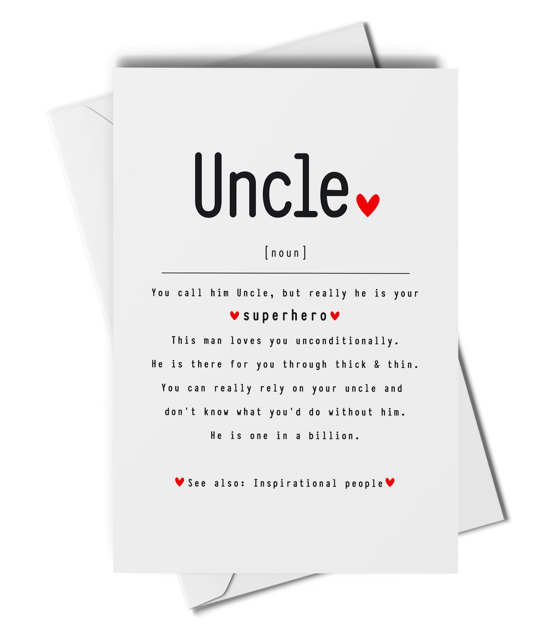 Uncle Definition Card, Uncle Card for Any Occasion, Loving Uncle ...