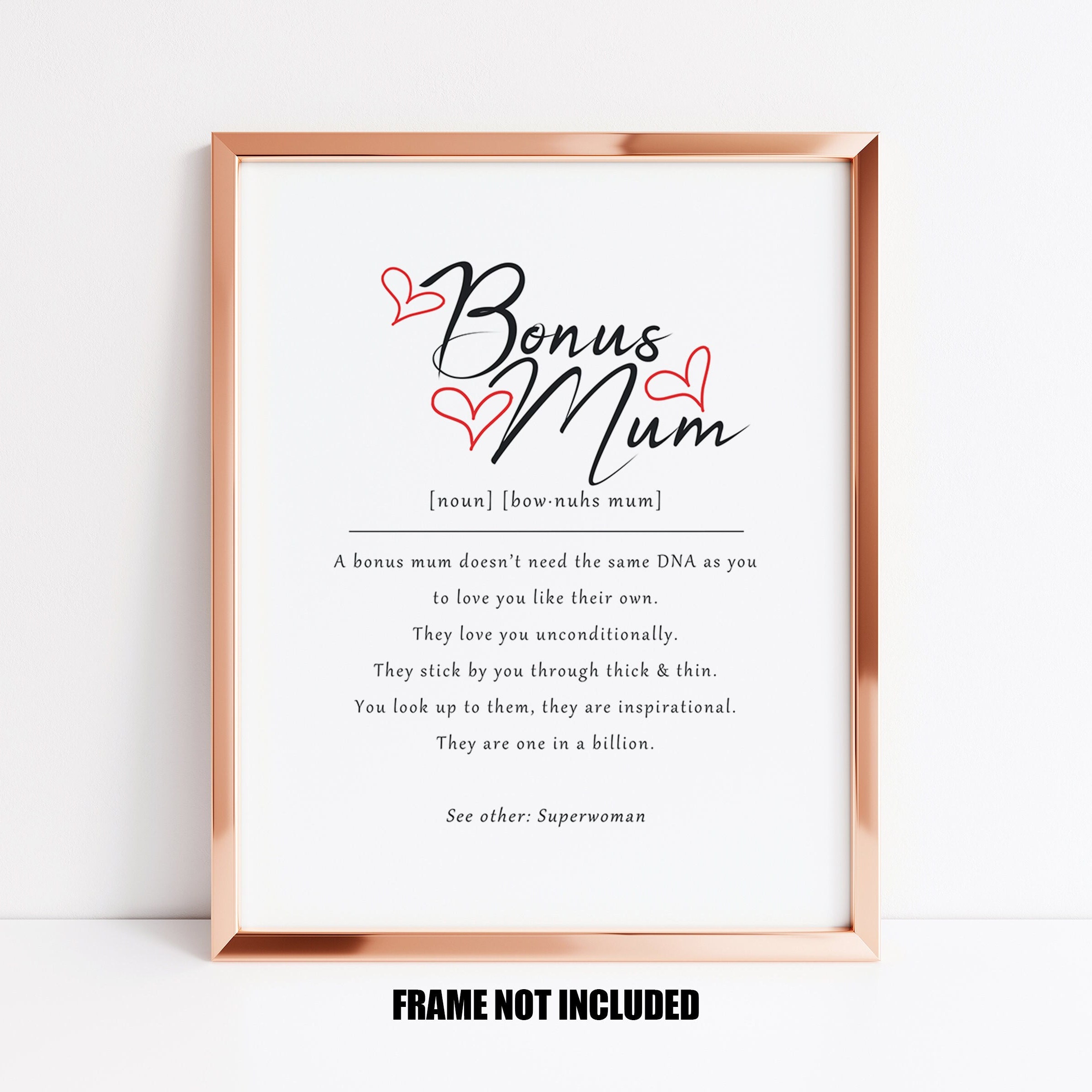 Bonus Mum Definition Art Print, Gift for Stepmother, Gift for Stepmom ...