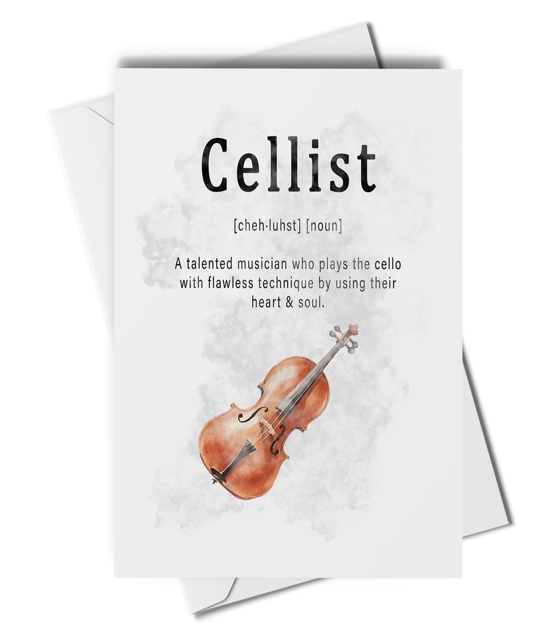 Cellist Definition Greetings Card, Cello Teacher Card, Cello Student ...
