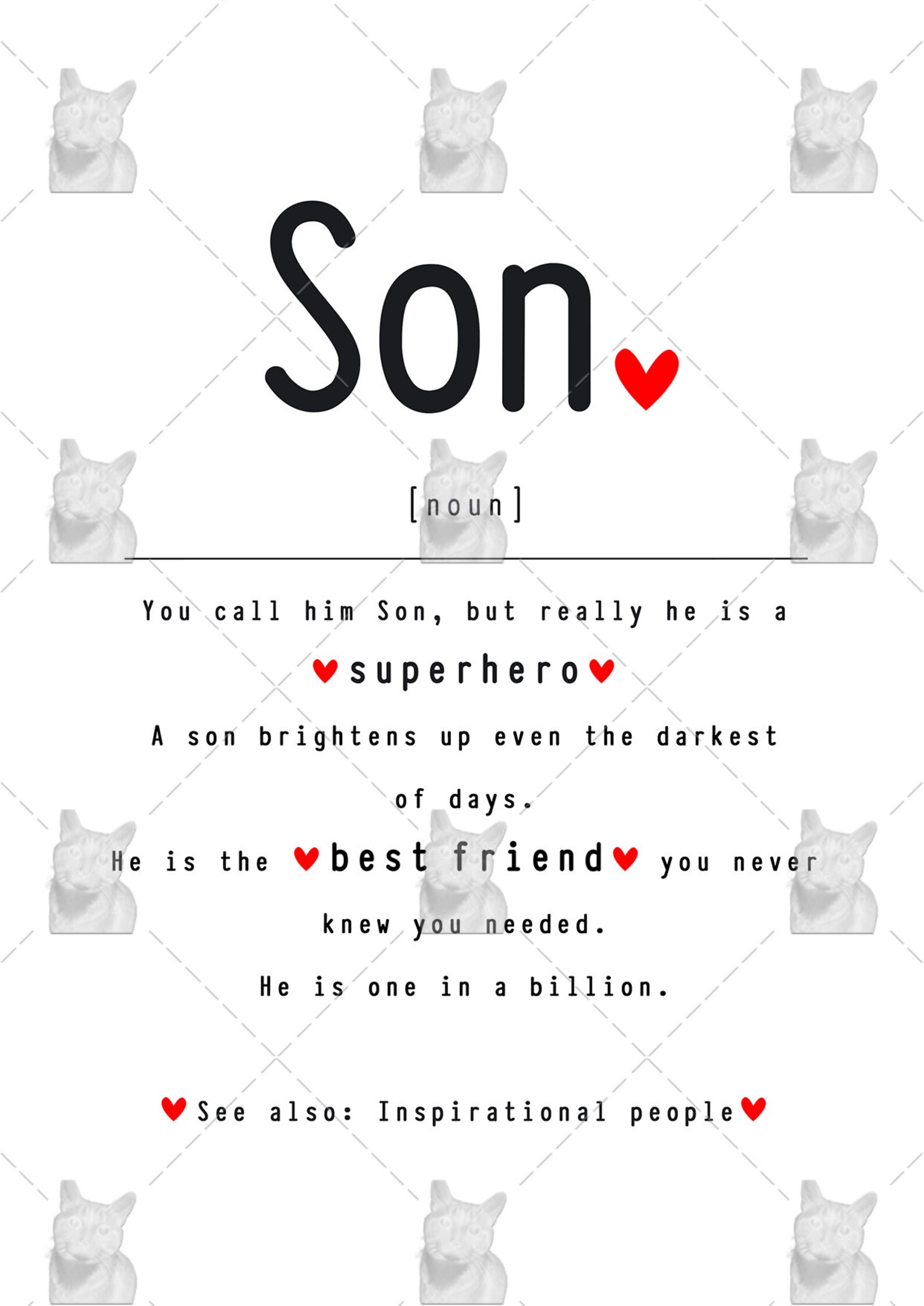 Son Definition Card, Son Card for Any Occasion, Loving Son Birthday ...