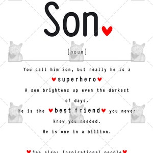 Son Definition Card, Son Card for Any Occasion, Loving Son Birthday ...