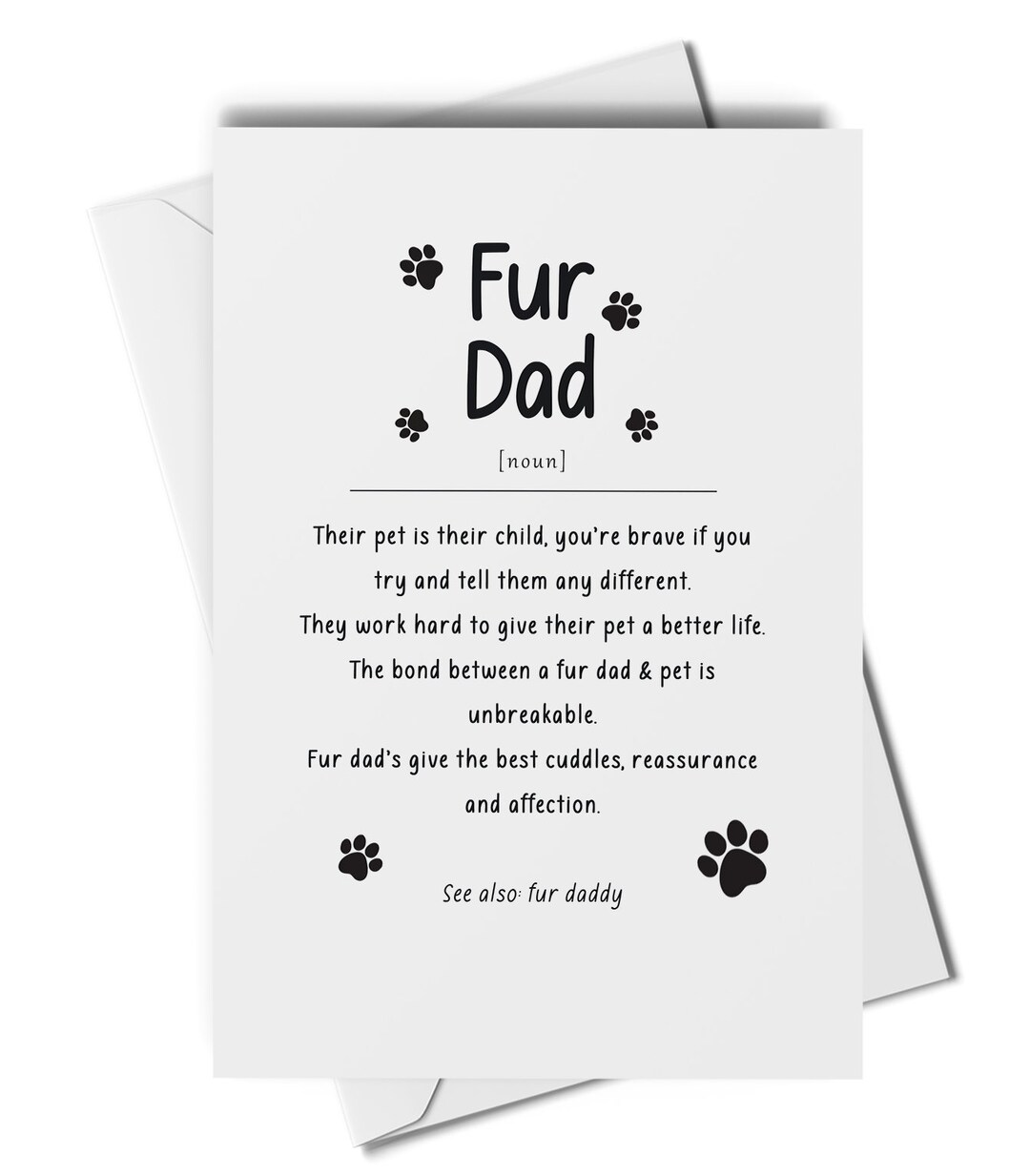 Fur Dad Definition Card, Fur Dad Gift, Card for Dad From the Dog, Card ...