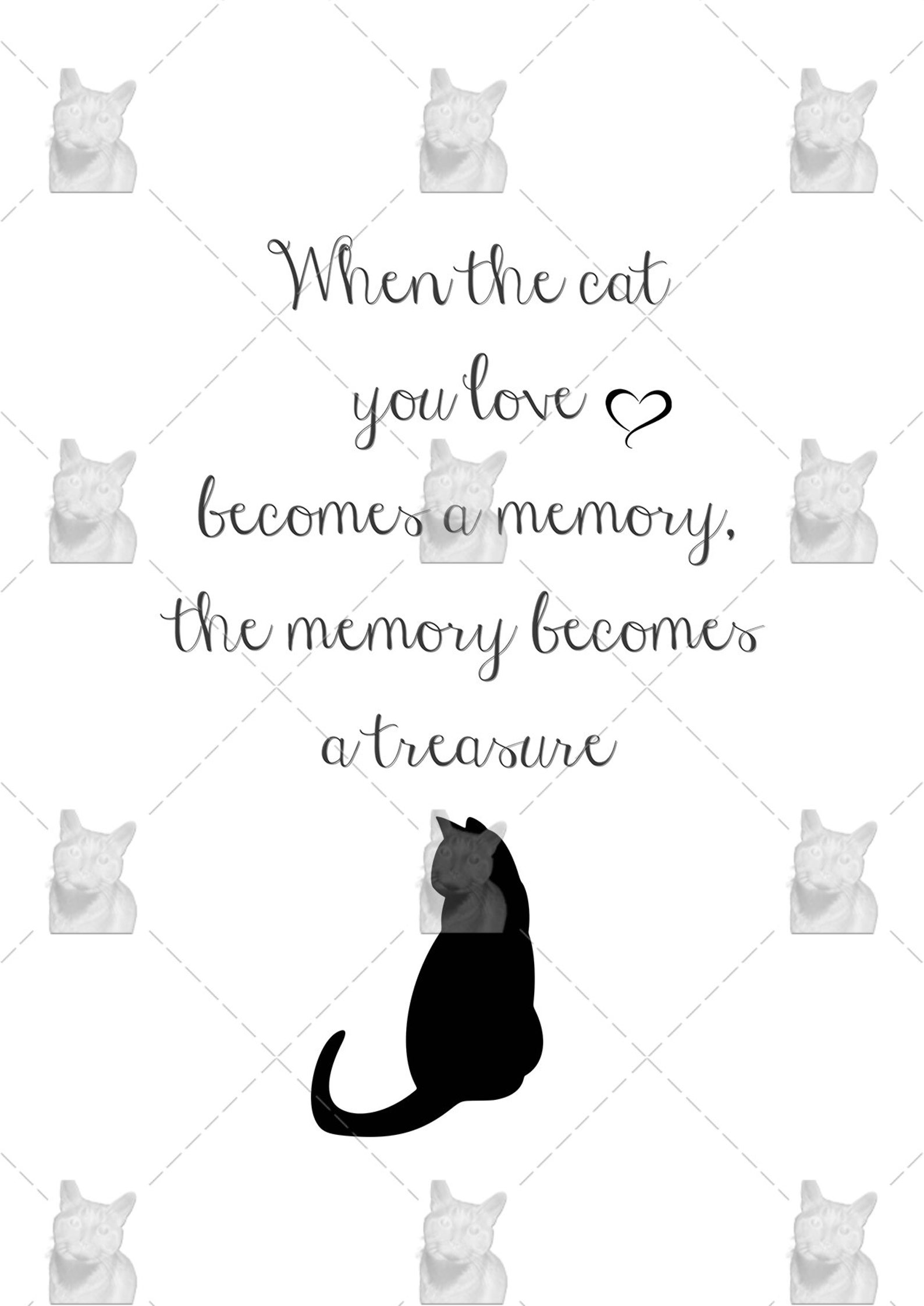Cat With Sympathy Card, Black Cat With Sympathy Card, Pet Loss Card ...