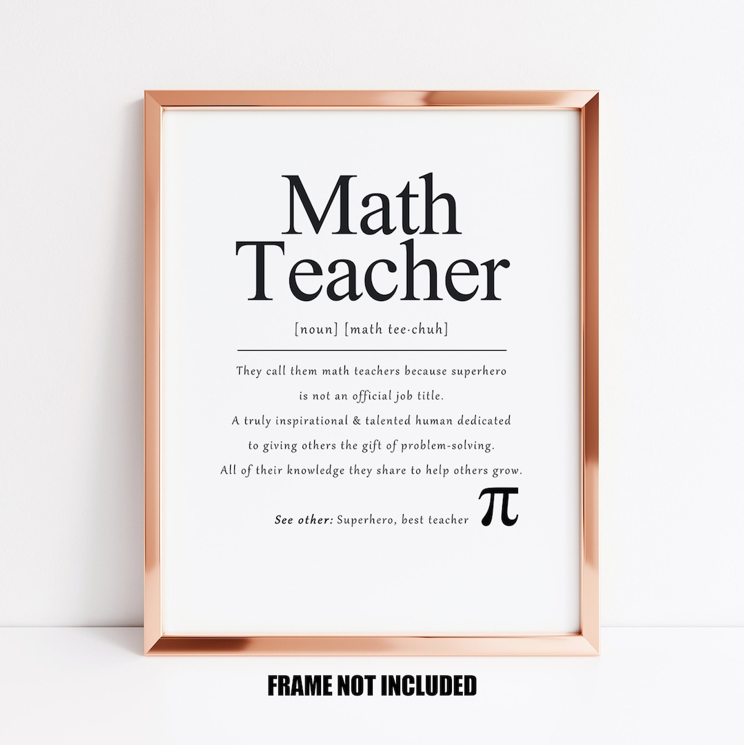 Math Teacher Definition Art Print, Gift for Math Teacher, Thank You ...