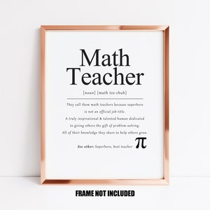 Math Teacher Definition Art Print, Gift for Math Teacher, Thank You ...