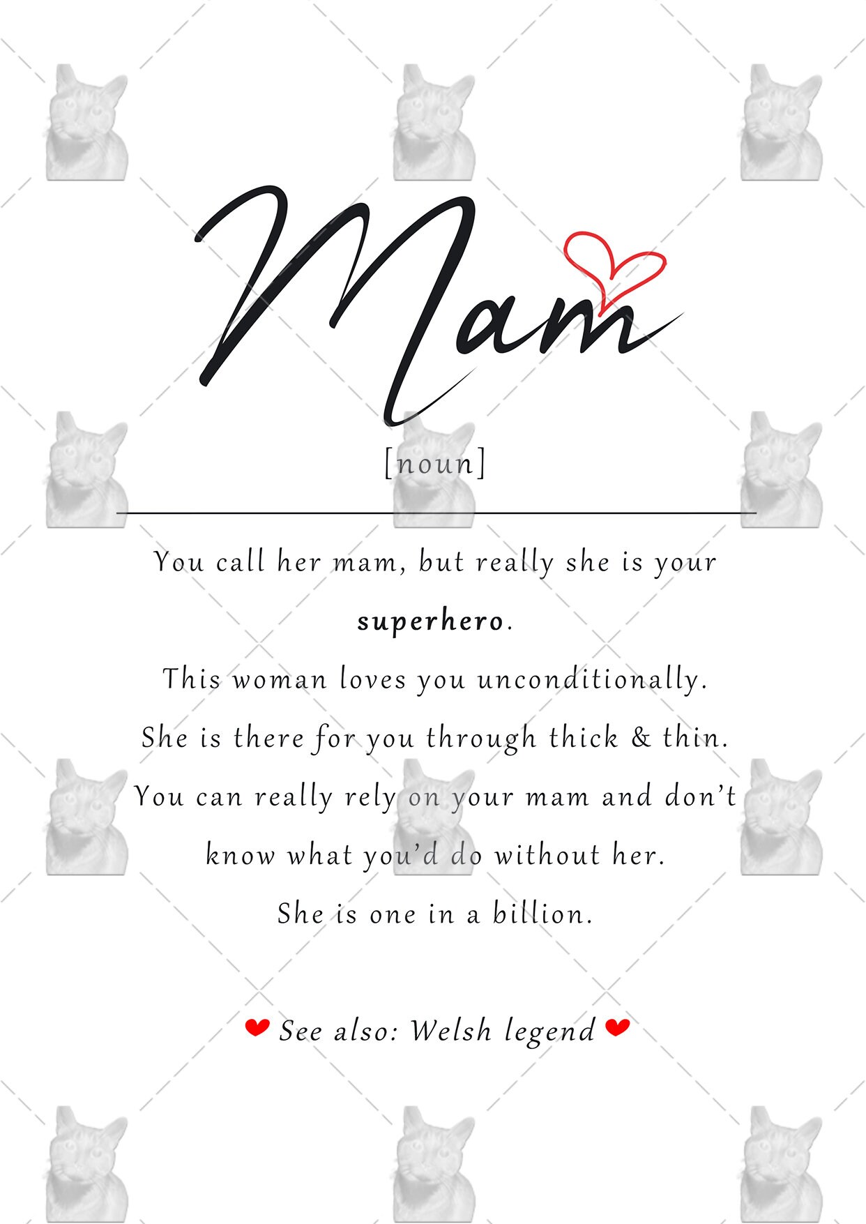 Mam Definition Greetings Card Welsh Mam Card Mam Card for - Etsy