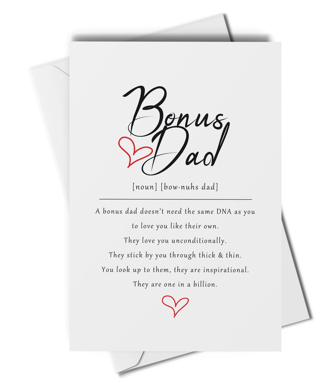 Bonus Dad Definition Card, Card for Stepfather, Card for Stepdad, Like ...