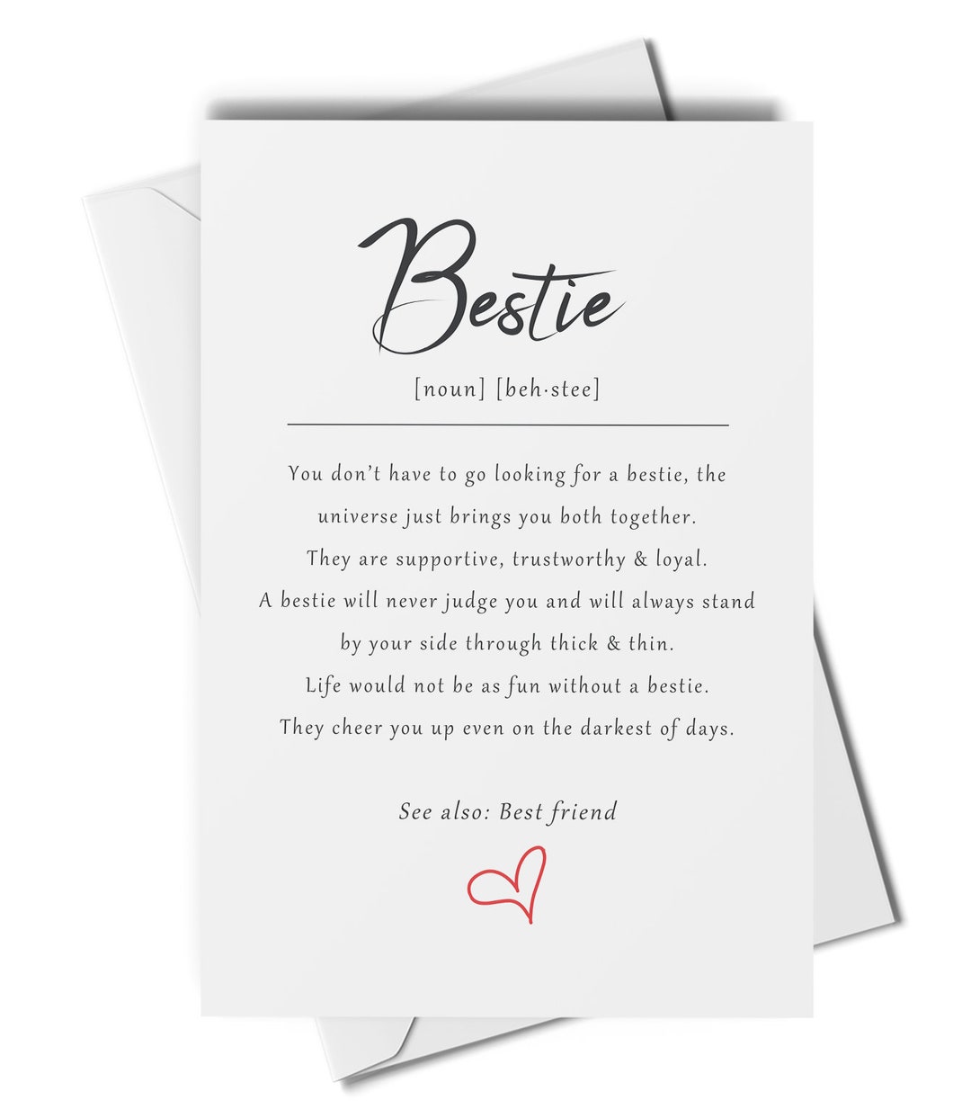 Bestie Definition Card, Bestie Gift, Thank You Bestie Card, Happy ...