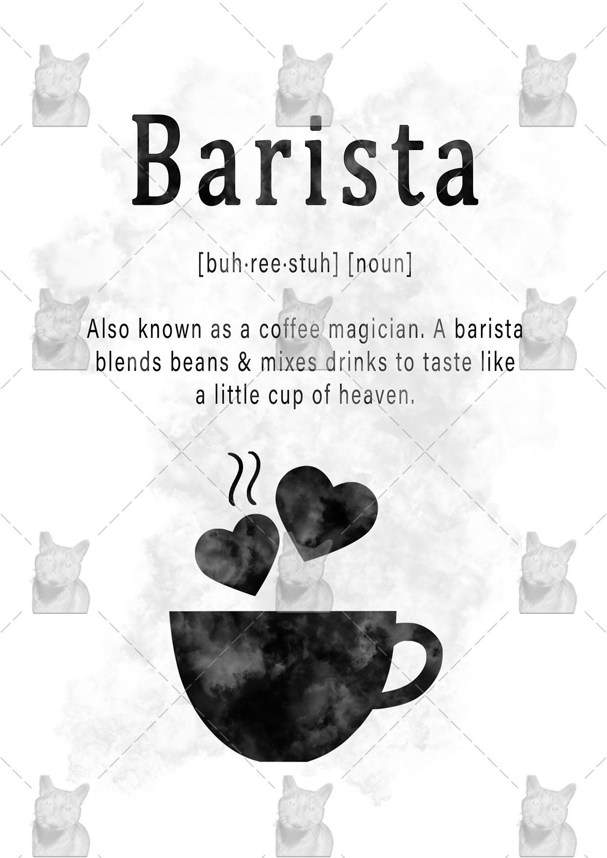 Barista Definition Card or Art Print, Gift for Barista, Card for ...
