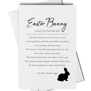 Easter Bunny Definition Card, Easter Card, Easter Egg Hunt Card, Easter ...