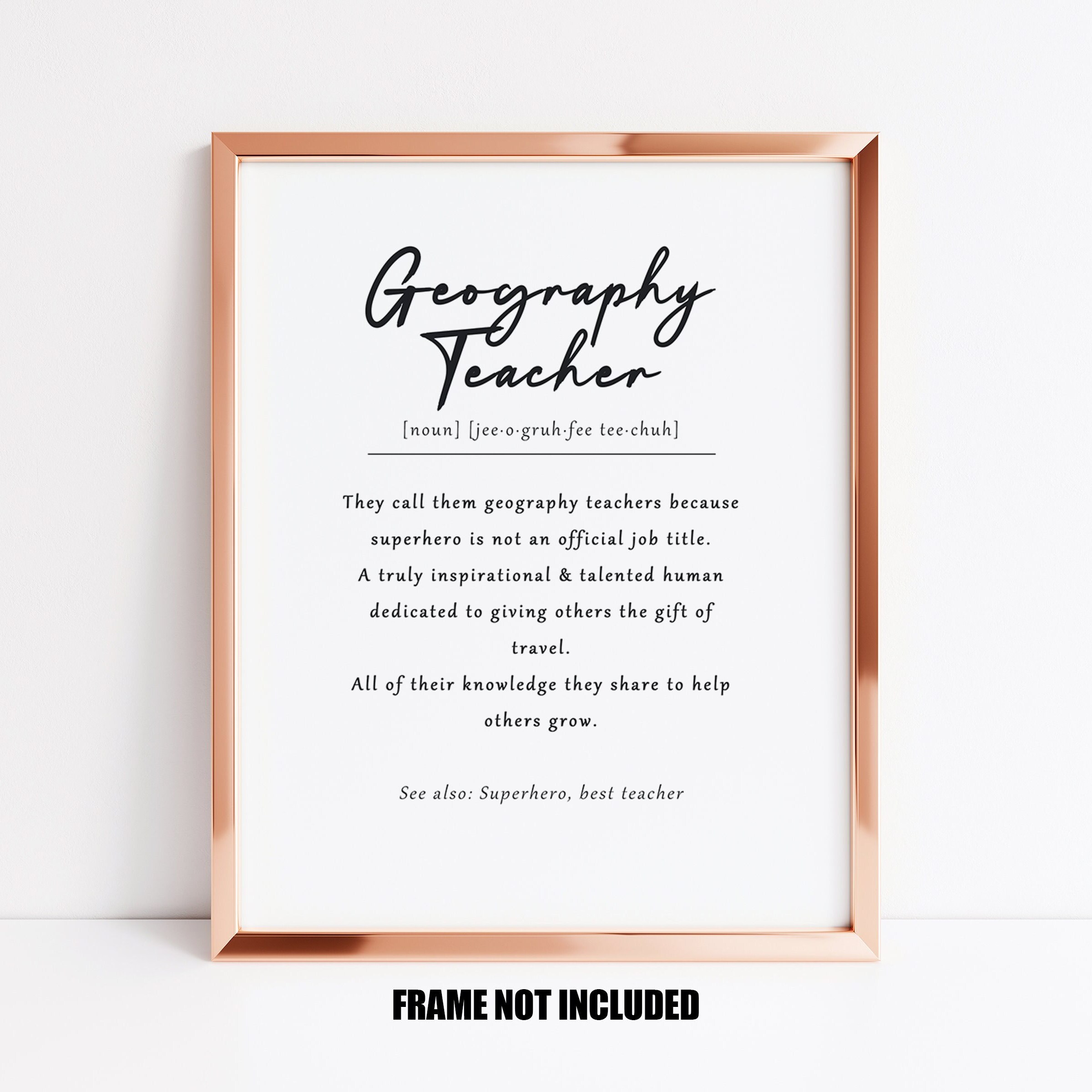 Geography Teacher Definition Print Gift for Geography - Etsy