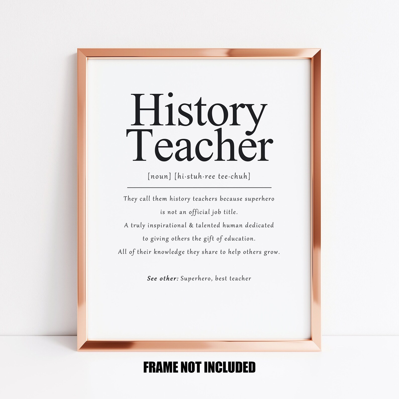 History Teacher Definition Card or Art Print, Gift for History Teacher ...