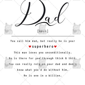Dad Definition Card, Dad Card for Any Occasion, Loving Dad Birthday ...