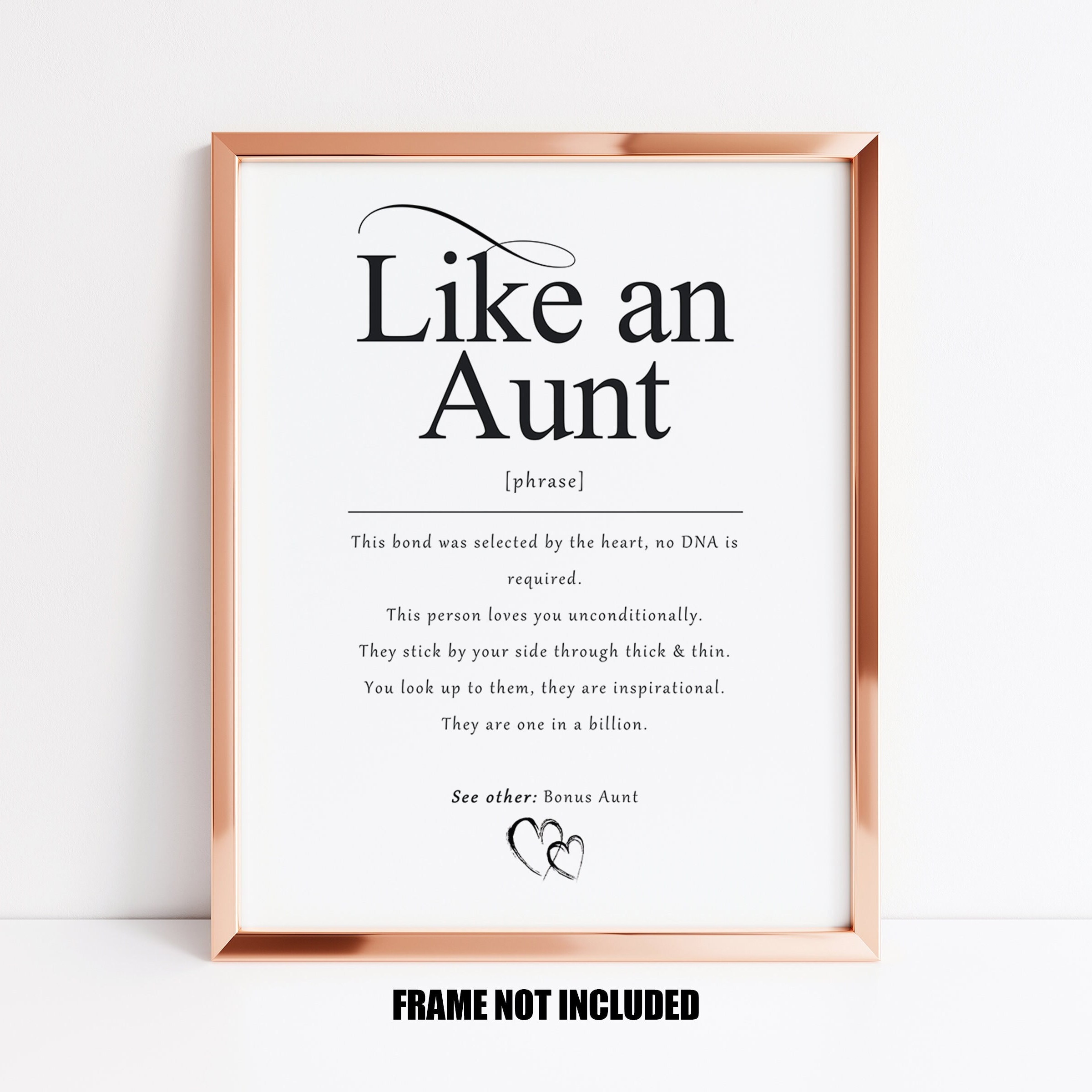 Like an Aunt Definition Art Print, Gift for Bonus Aunt, Gift for ...