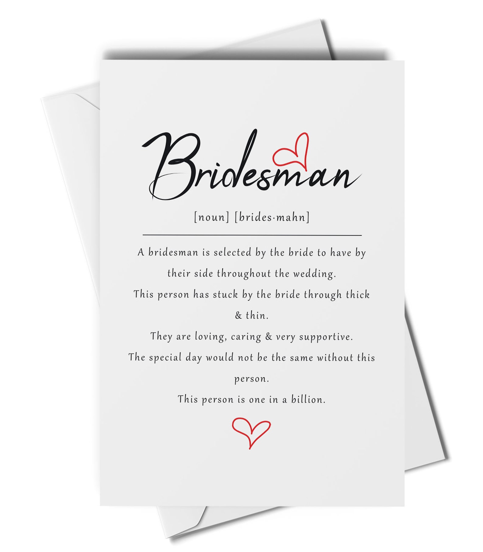 Bridesman Definition Card, Bridesman Gift, Bridesman Wedding Favour ...