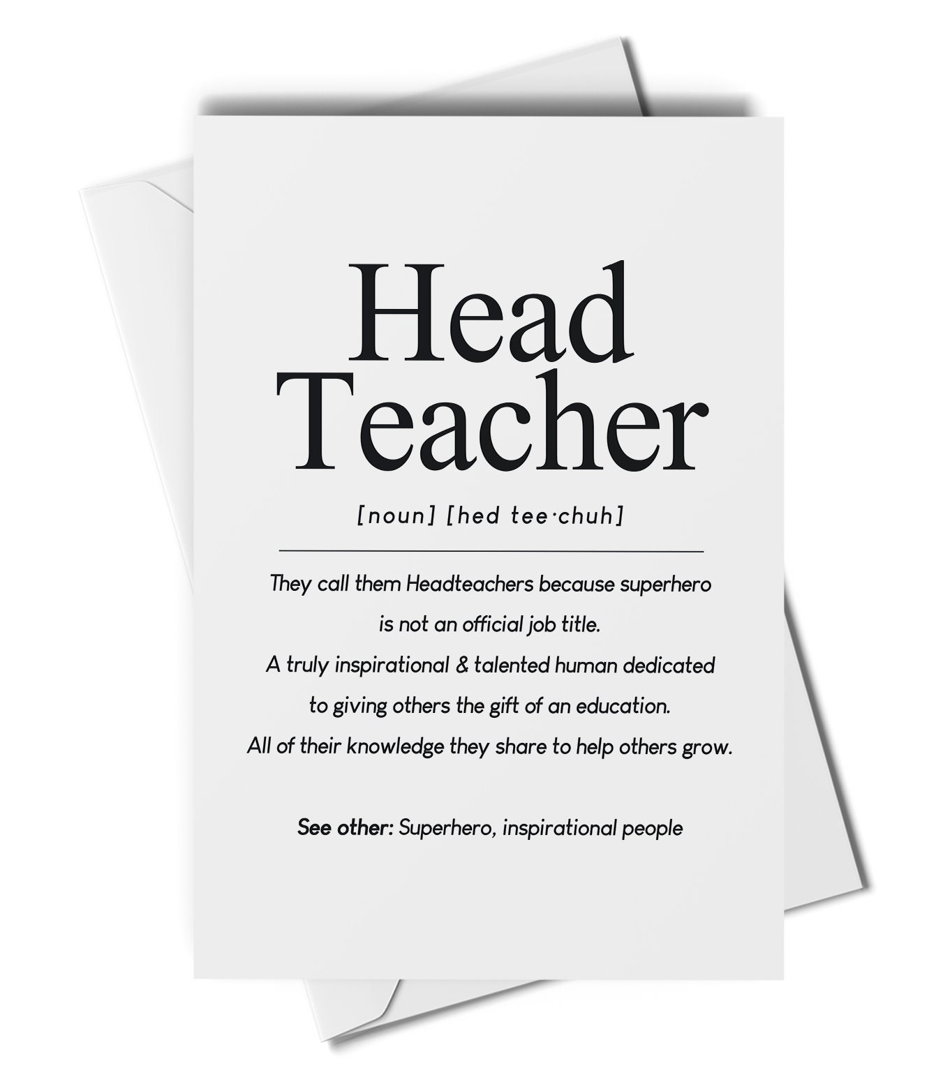 Headteacher Definition Card, Headteacher Keepsake, Headmistress Card ...