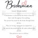 Bridesman Definition Card, Bridesman Gift, Bridesman Wedding Favour ...