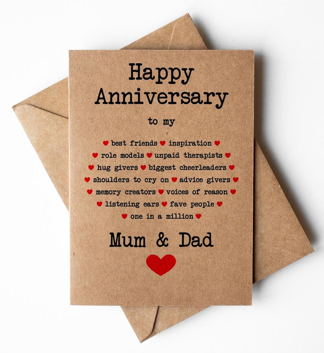Mum and Dad Anniversary Card, Loving Parents Anniversary Card, From ...