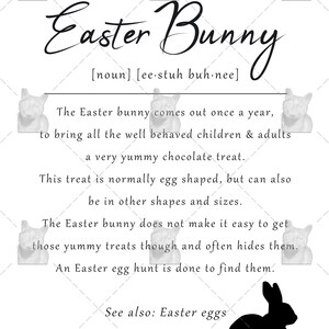 Easter Bunny Definition Card, Easter Card, Easter Egg Hunt Card, Easter ...
