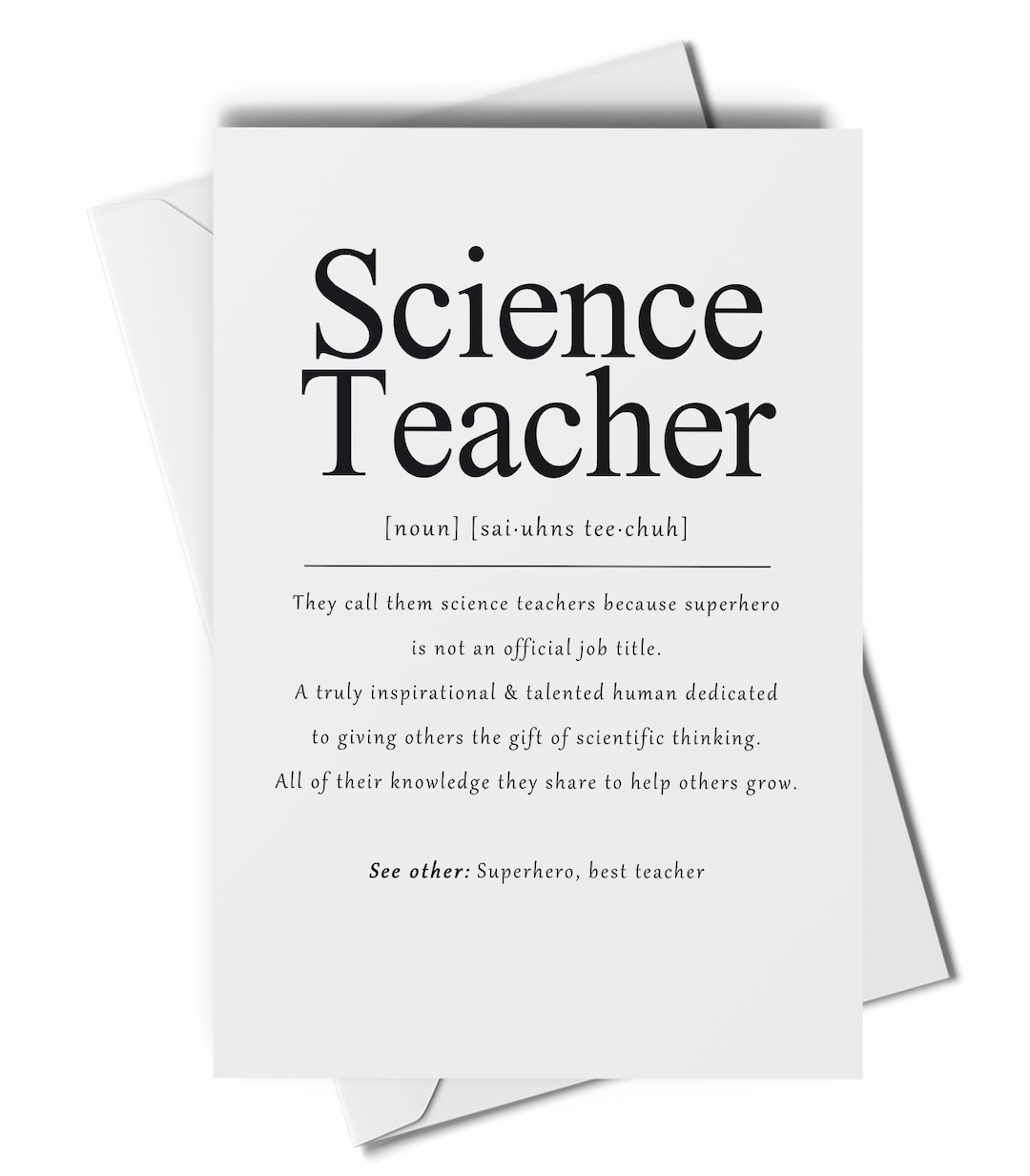 Science Teacher Definition Card, Science Teacher Gift, End of School ...