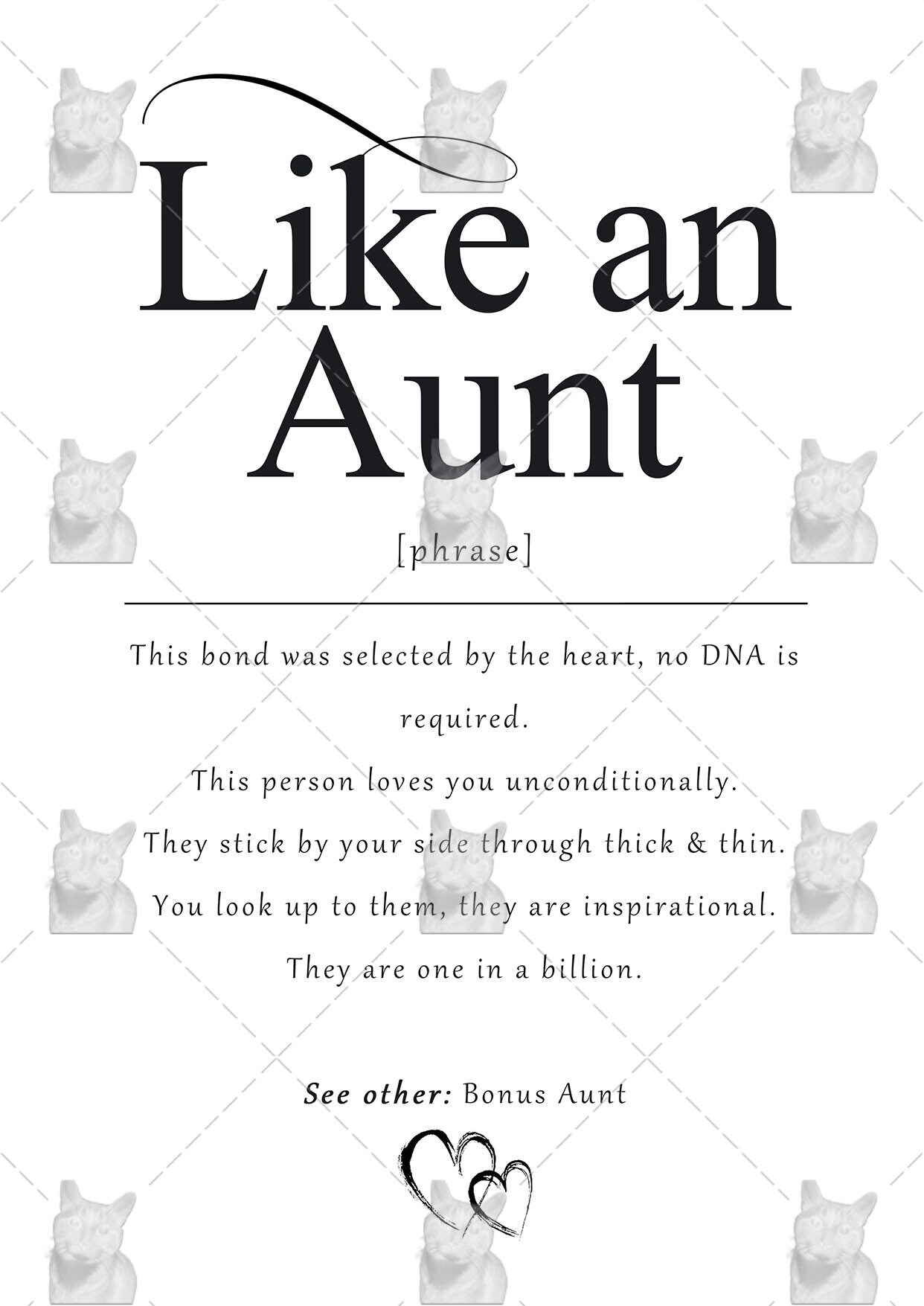 Like an Aunt Definition Art Print, Gift for Bonus Aunt, Gift for ...