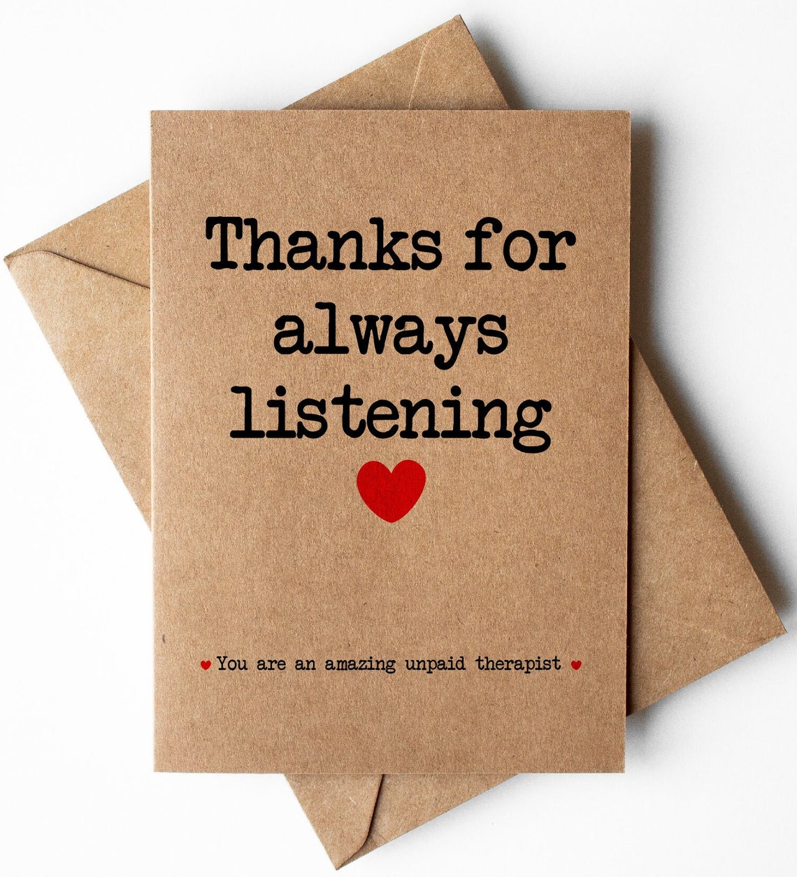 Thanks for Always Listening Card, Thank You Unpaid Therapist Card ...