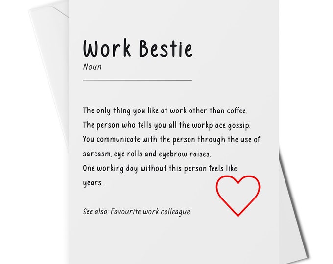 Work Bestie Card Work Bestie Definition Birthday Card Leaving Card ...