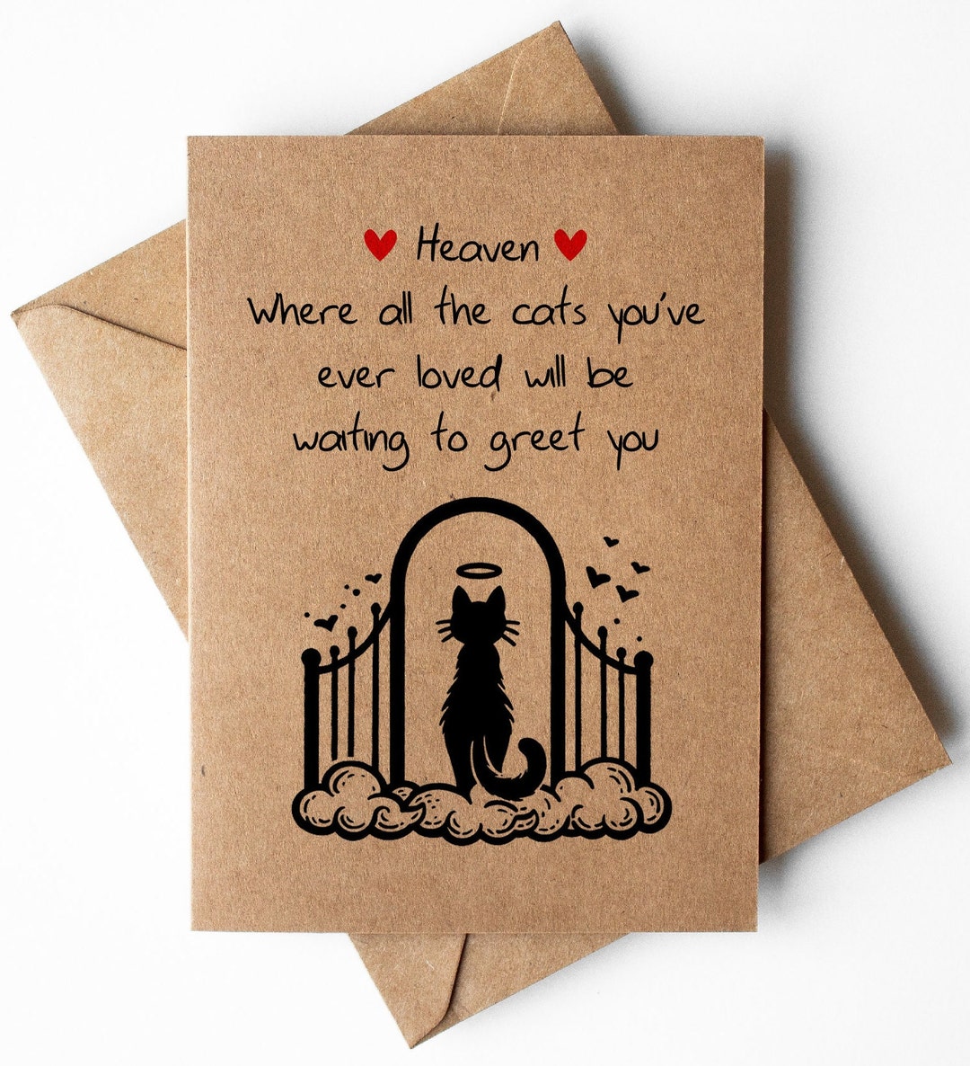 Cat Heaven Sympathy Card, Cat Loss Card, Cat Bereavement Card, Pet ...