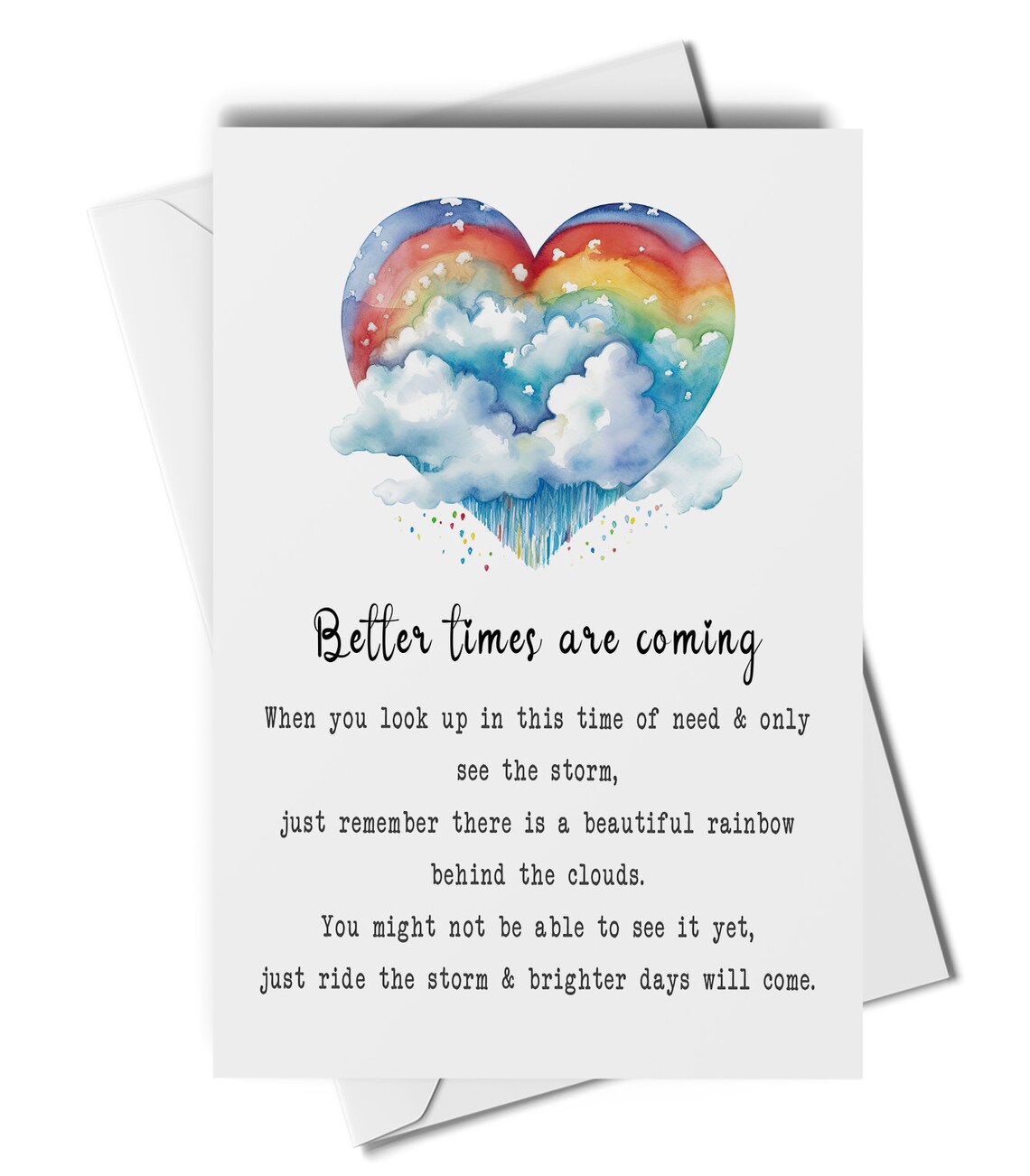 Rainbow After the Storm Card, Positivity Card, Thinking of You Card ...