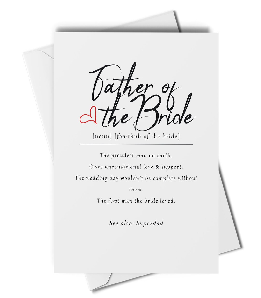 Father of the Bride Definition Card, Thank You Dad Wedding Card, Father ...