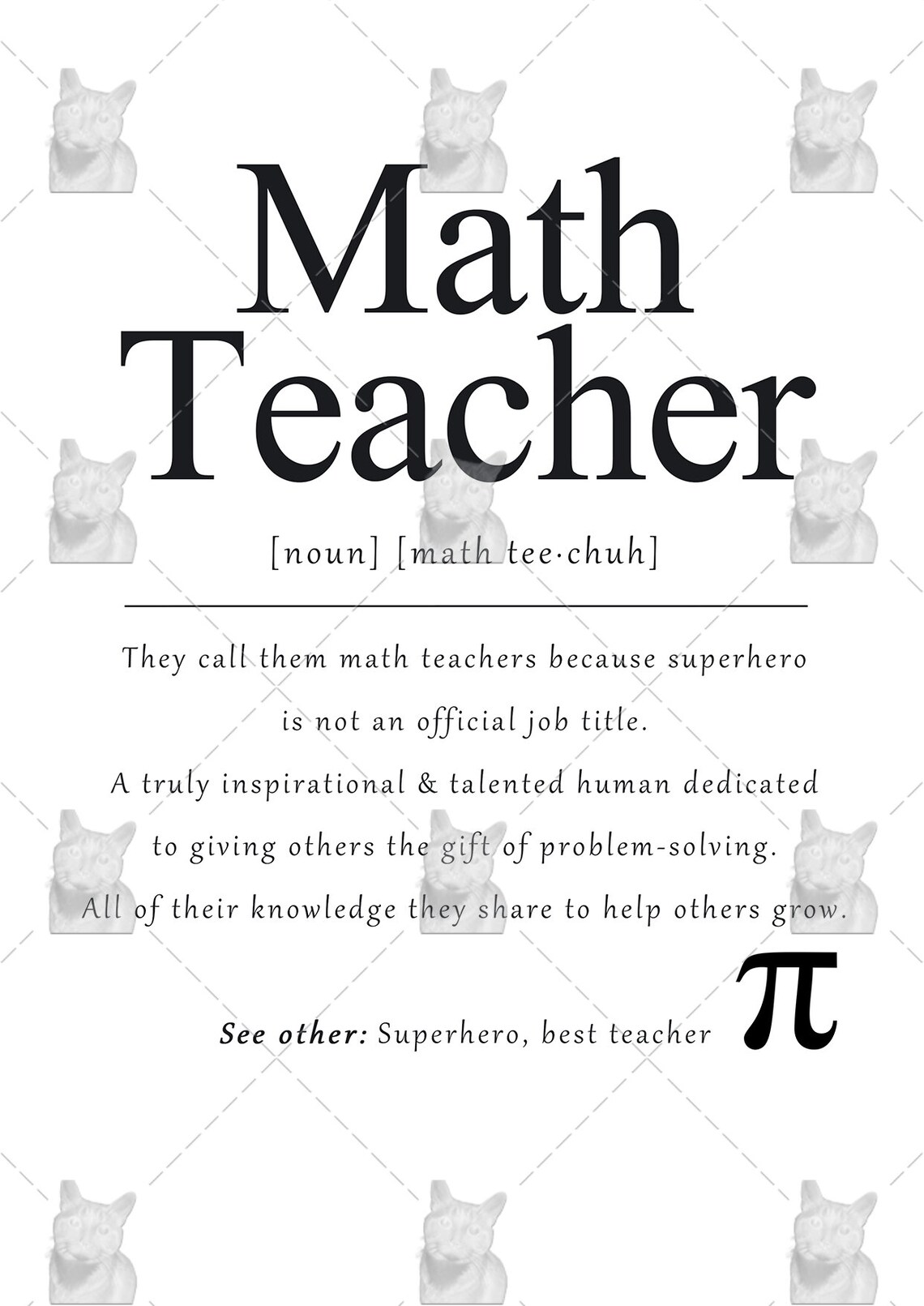 Math Teacher Definition Art Print, Gift for Math Teacher, Thank You ...