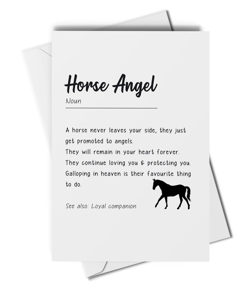 Horse Angel Definition Card Horse With Sympathy Card Pet - Etsy