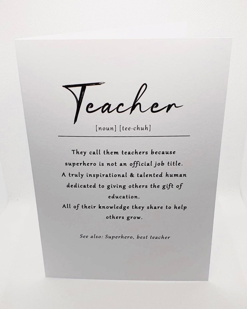 Teacher Definition Card Thank You Teacher Card Teacher - Etsy