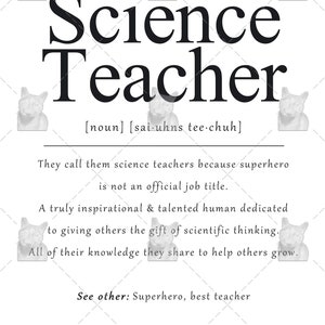 Science Teacher Definition Art Print, Gift for Science Teacher, Thank ...