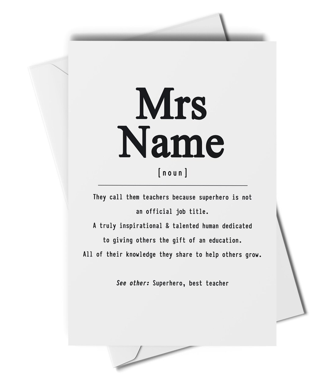 Personalised Teacher Definition Card or Art Print, Custom Teacher Print ...
