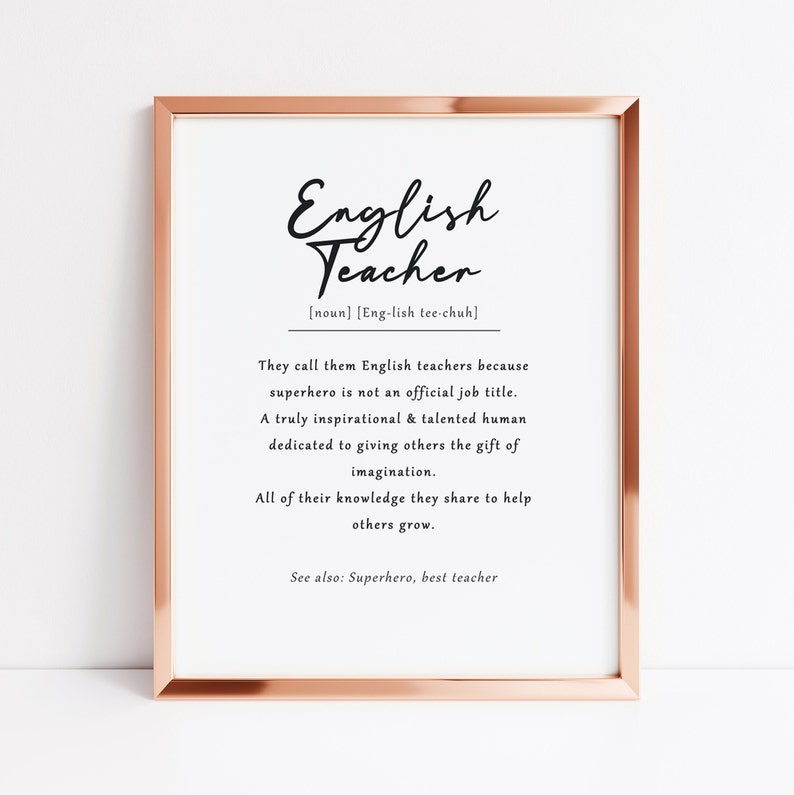 English Teacher Definition Print, English Teacher Gift, English Teacher ...
