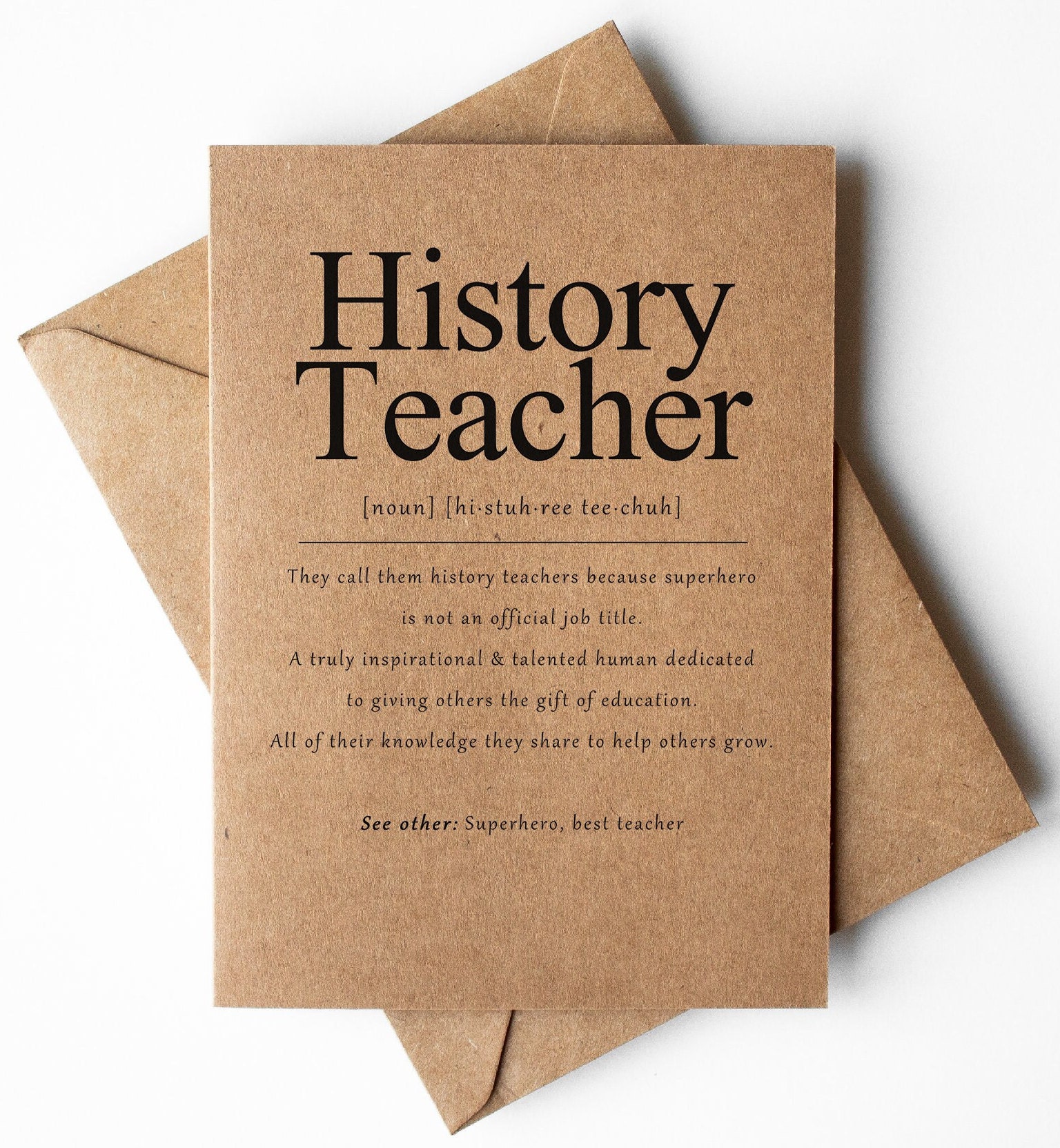 History Teacher Definition Card or Art Print, Gift for History Teacher ...