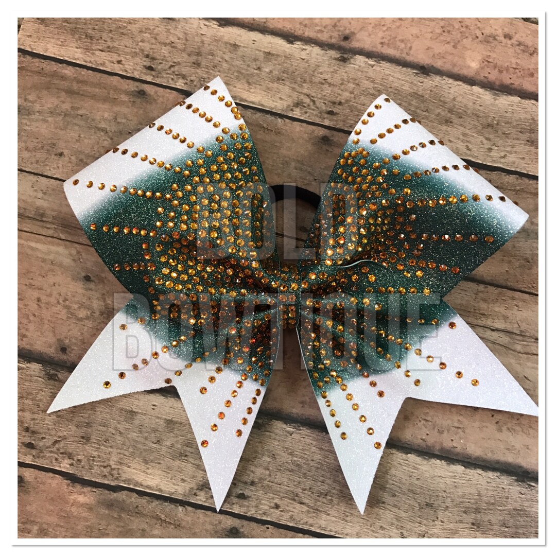 New Design! Absolutely Gorgeous Dark Green Ombre Bow With Gold ...