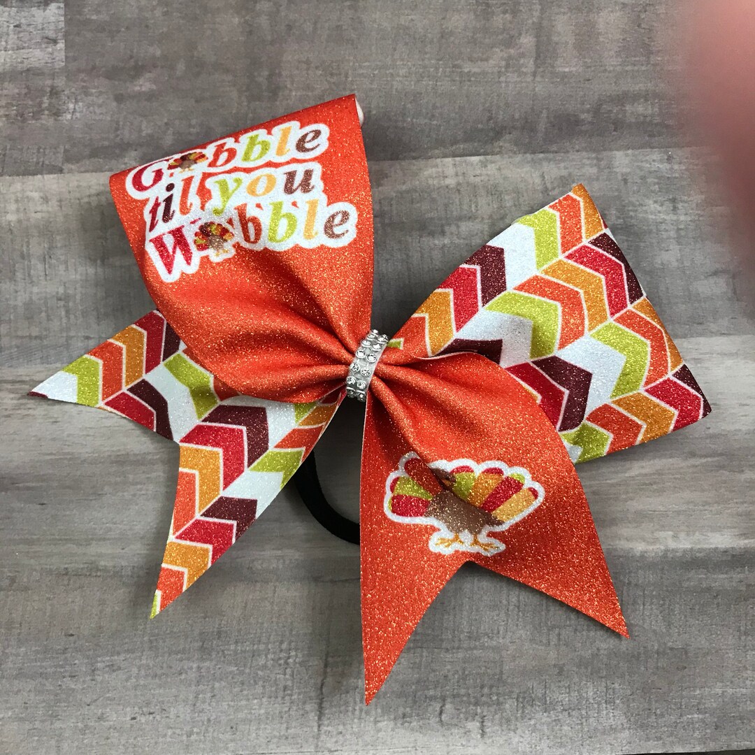 Turkey Bow, Gobble Till You Wobble, Fall Clothing, Fall Bow, Glitter ...