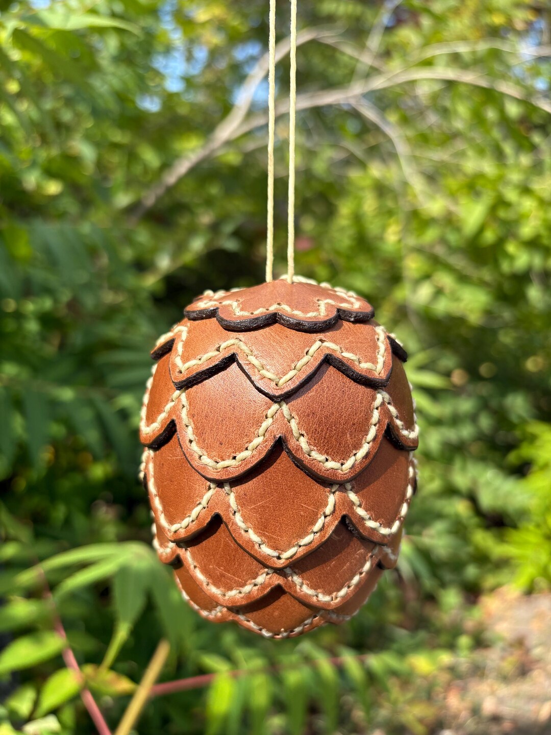 Sesame Double Shot Heritage Leather Pinecone Ornament - Etsy
