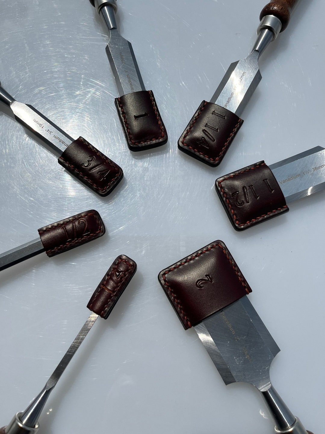 Dark Cherry Wood Heritage Leather Chisel Guards - Etsy